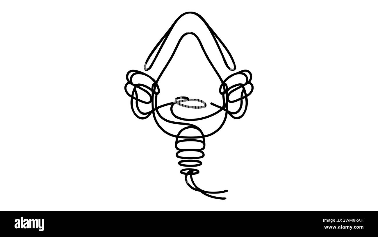 Oxygen mask icon, one continuous line vector illustration on white background Stock Vector Image ...