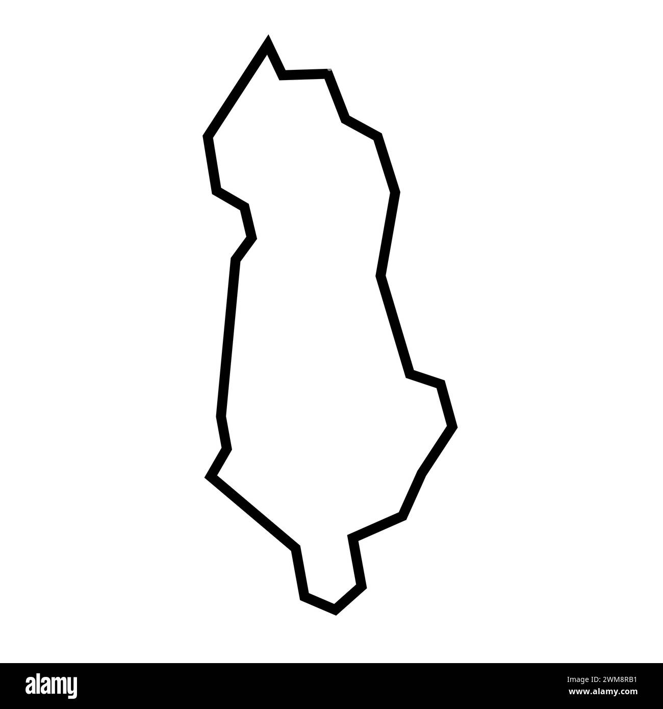 Albania country thick black outline silhouette. Simplified map. Vector icon isolated on white ...