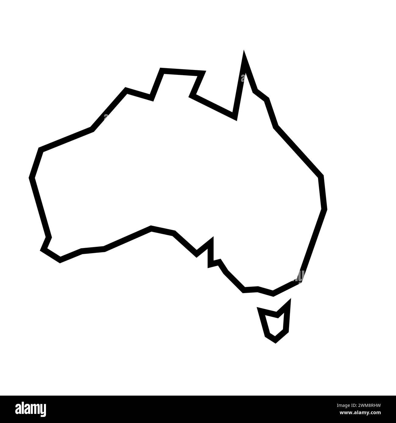 Australia country thick black outline silhouette. Simplified map ...