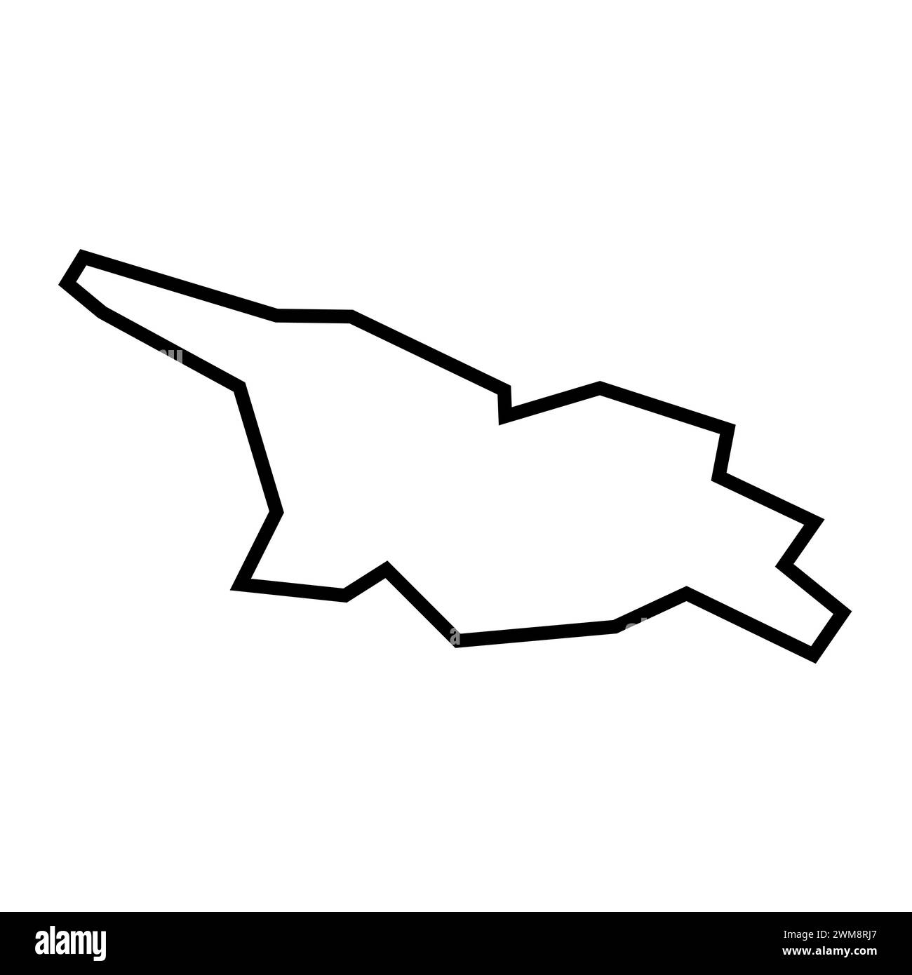 Georgia country thick black outline silhouette. Simplified map. Vector ...