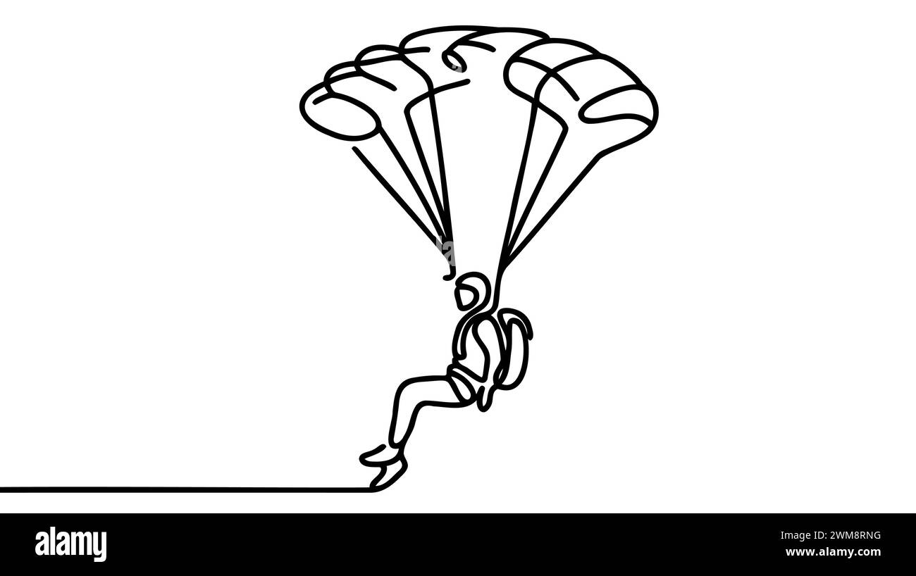 One continuous line drawing of young bravery man flying in the sky ...
