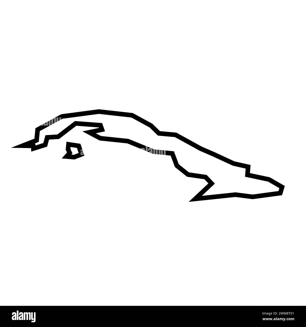Cuba Country Thick Black Outline Silhouette Simplified Map Vector
