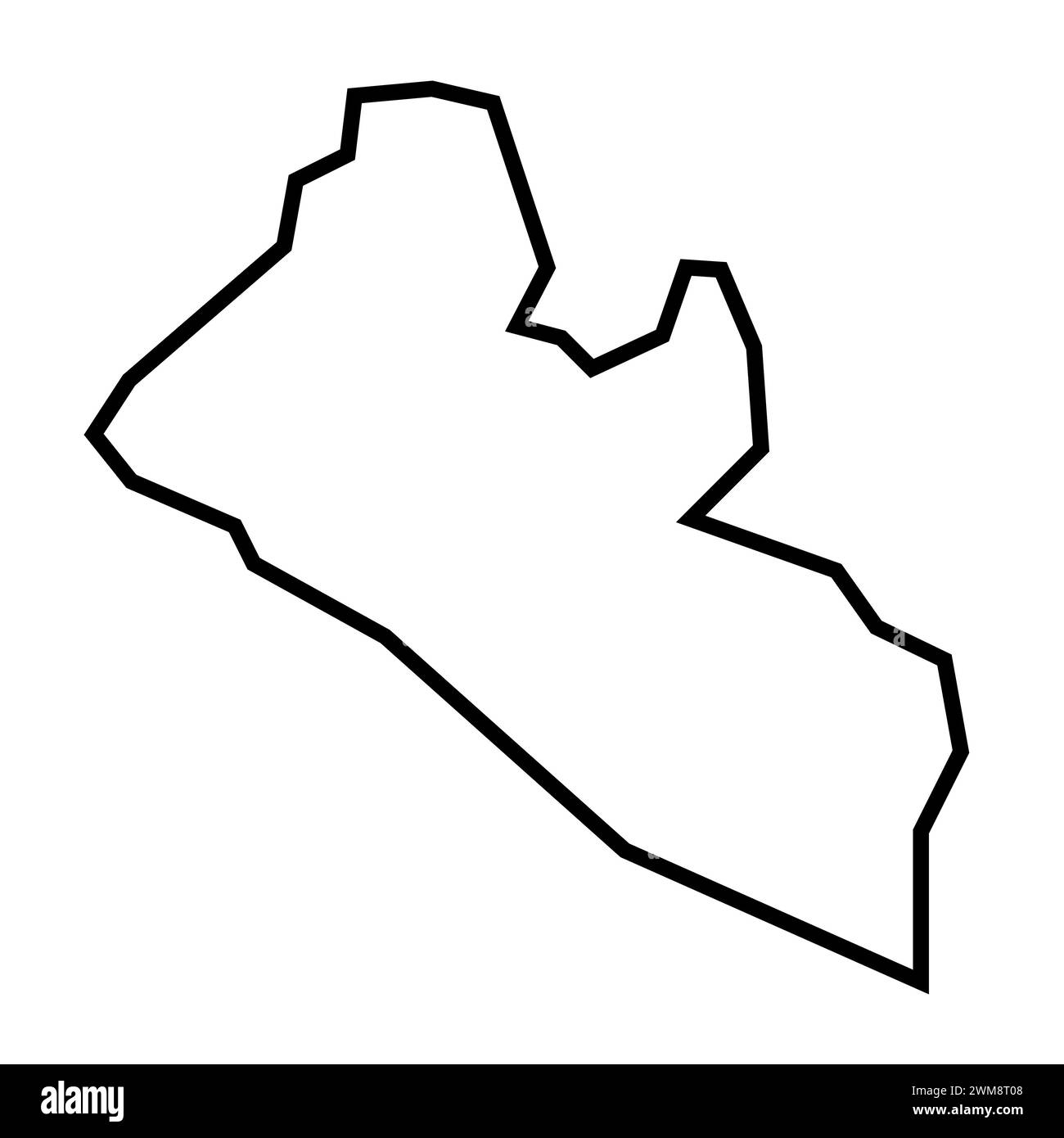 Liberia country thick black outline silhouette. Simplified map. Vector ...