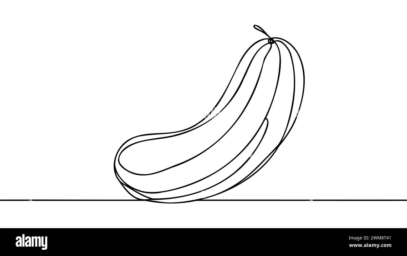 One continuous line drawing round sliced healthy organic cucumber for ...