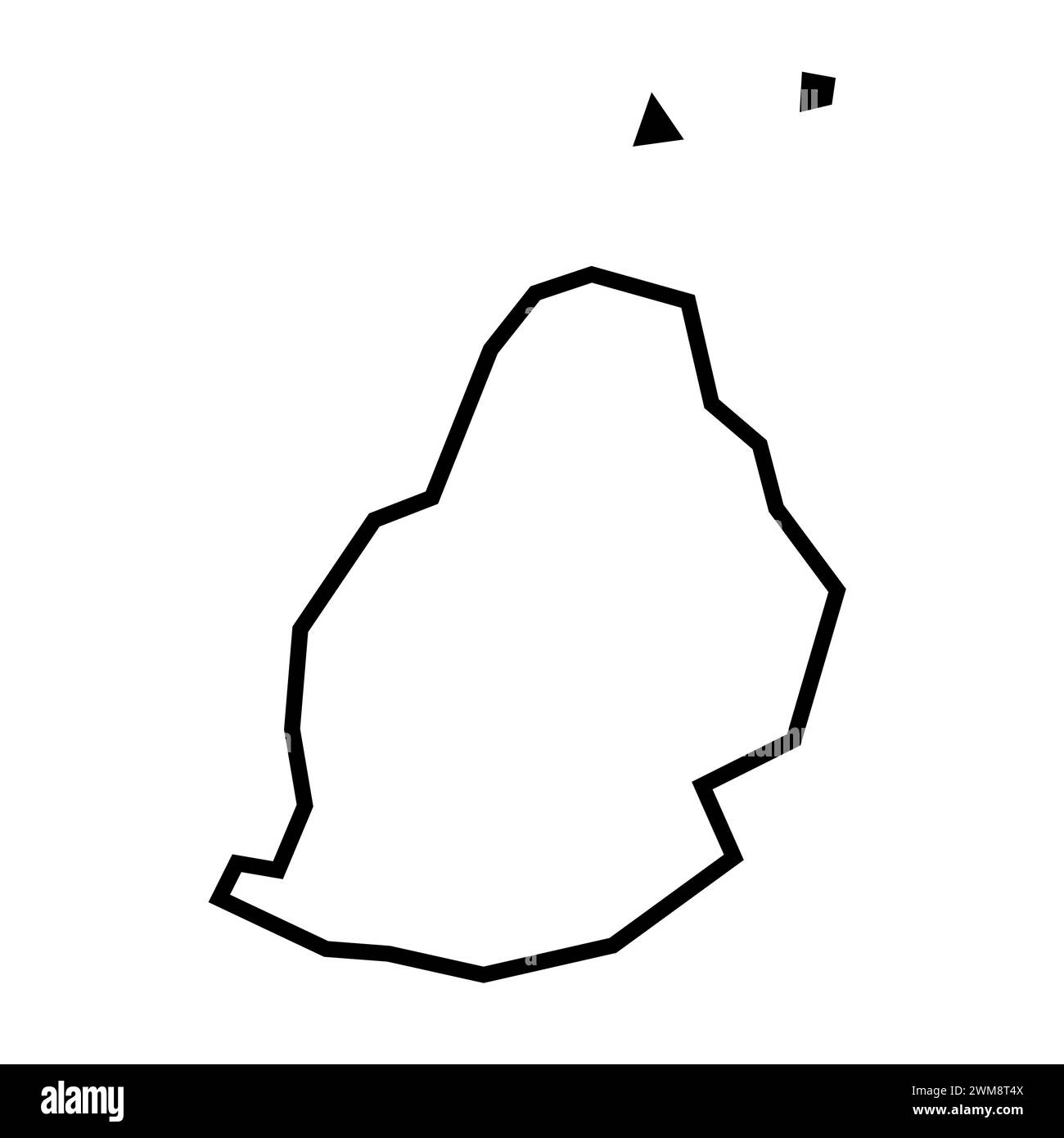 Mauritius country thick black outline silhouette. Simplified map ...