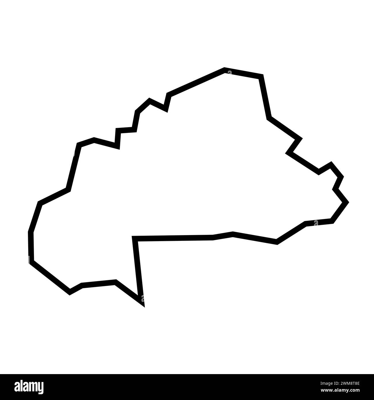 Burkina Faso country thick black outline silhouette. Simplified map. Vector icon isolated on ...