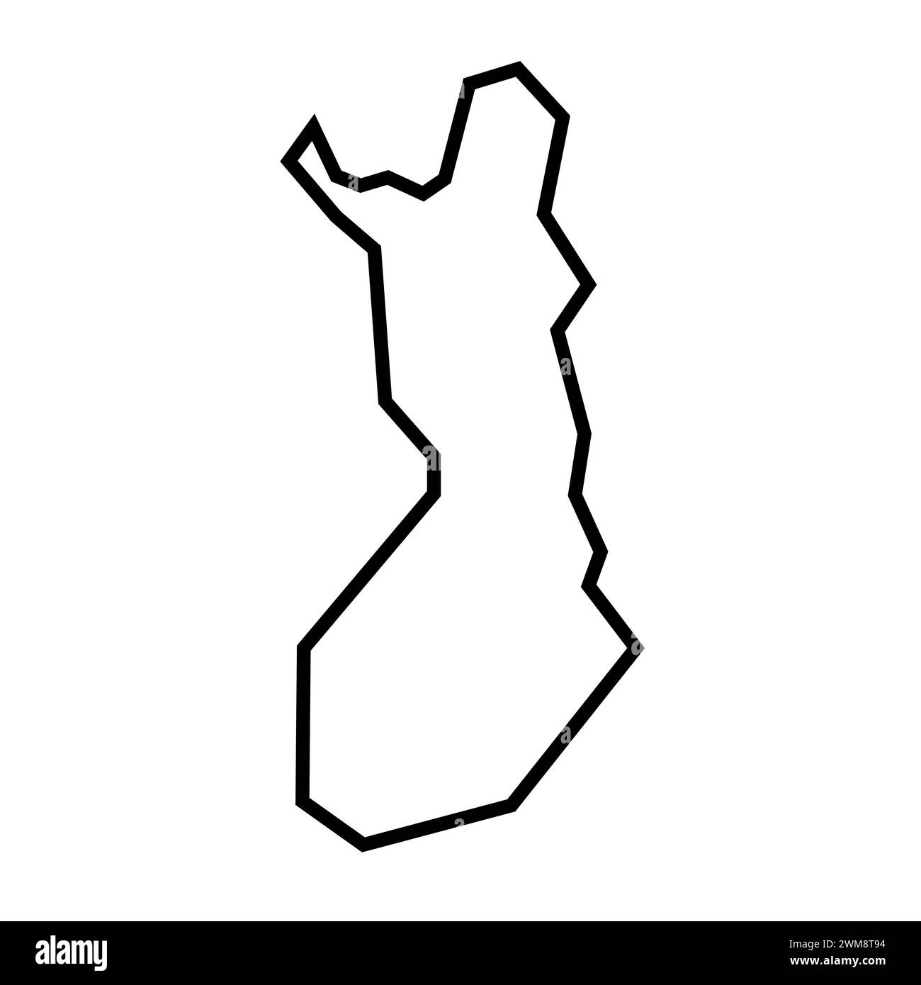 Finland country thick black outline silhouette. Simplified map. Vector ...