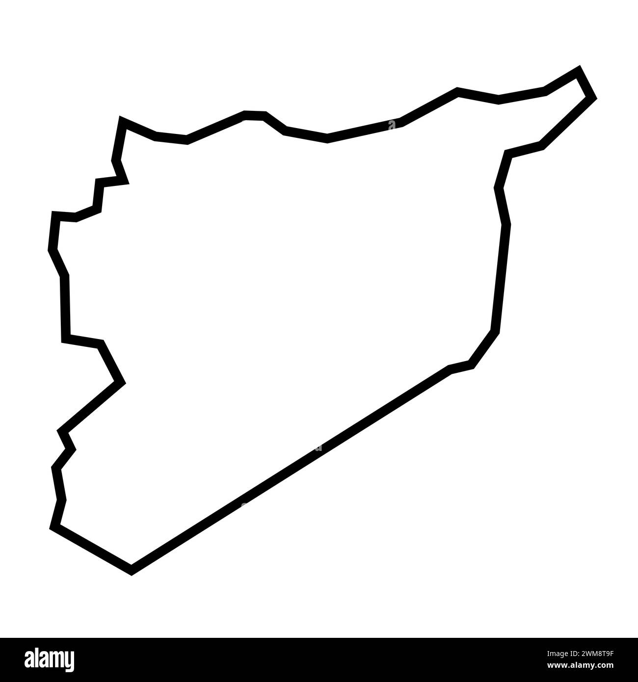 Syria country thick black outline silhouette. Simplified map. Vector ...