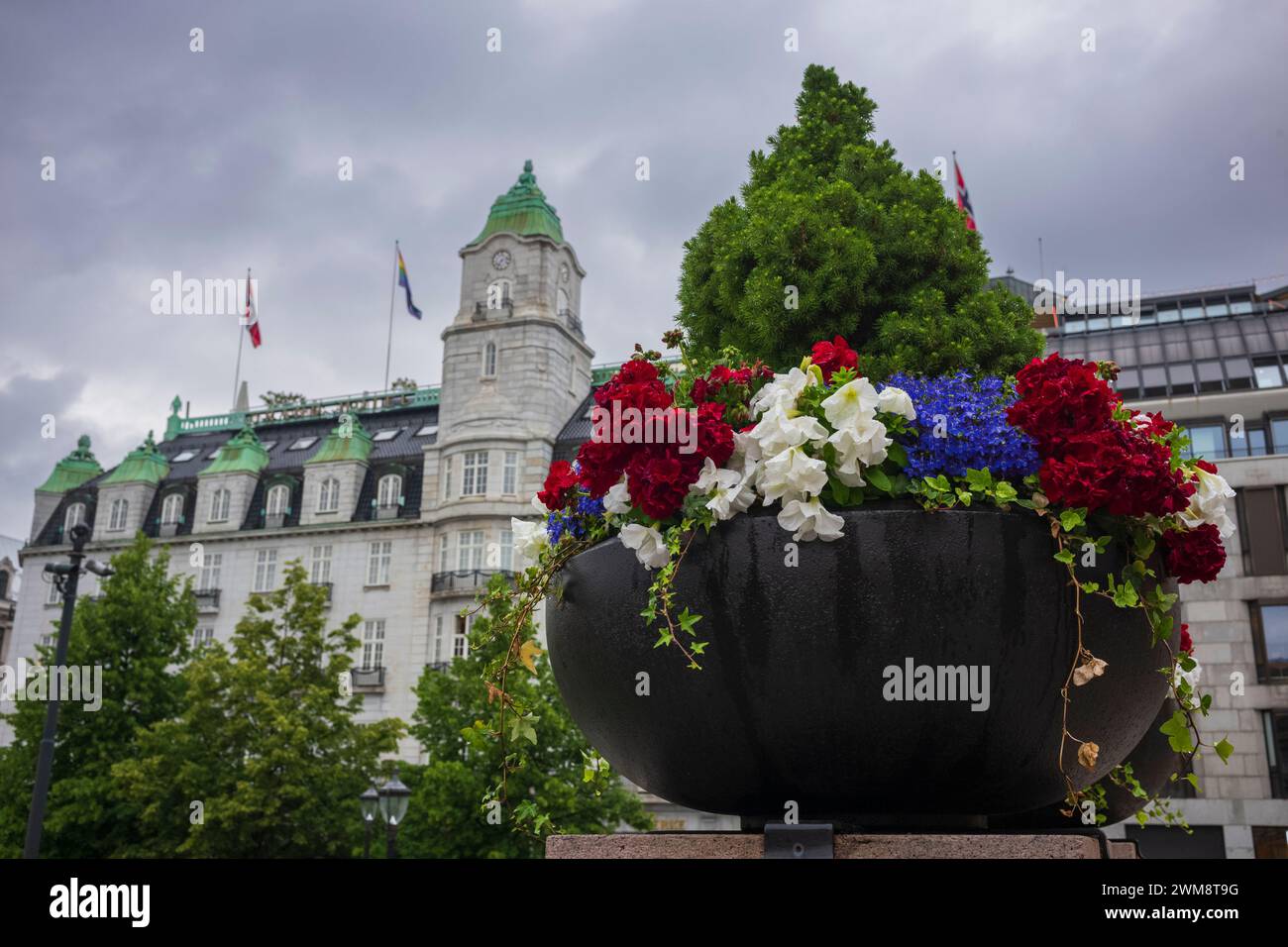 Flower arrangements are common place in public areas around Oslo ...