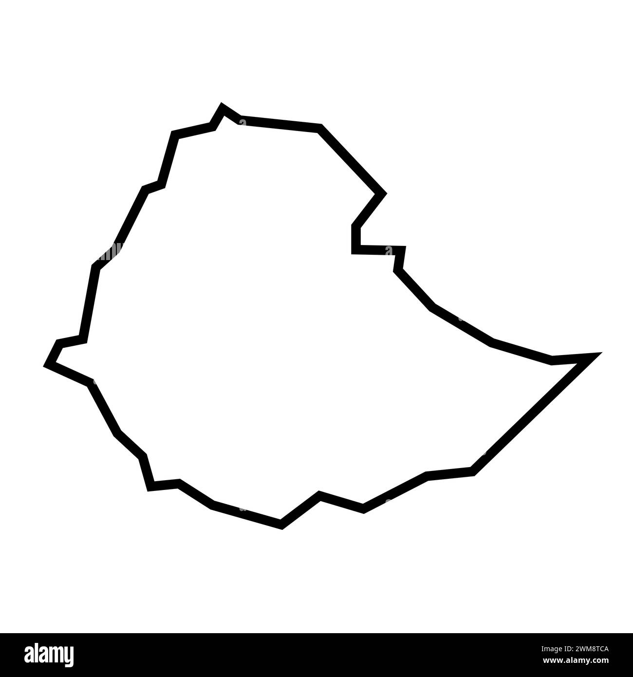 Ethiopia country thick black outline silhouette. Simplified map. Vector ...