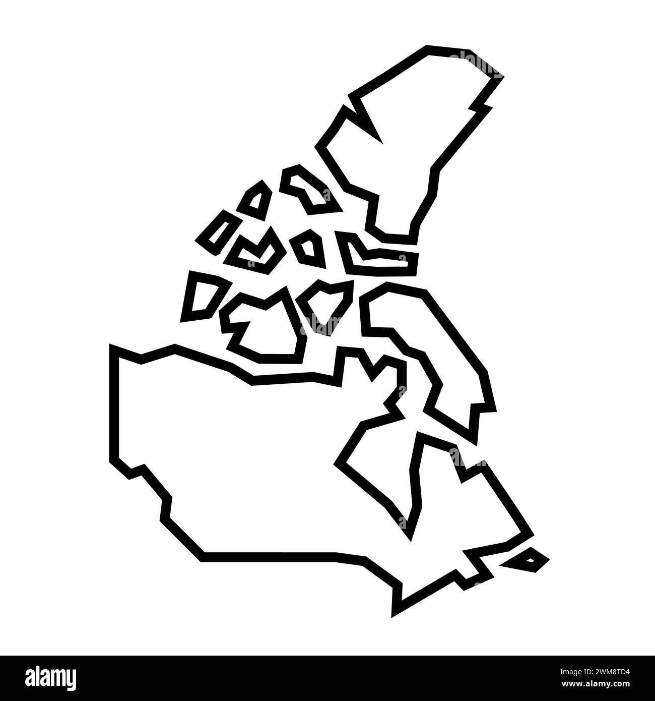 Canada country thick black outline silhouette. Simplified map. Vector ...