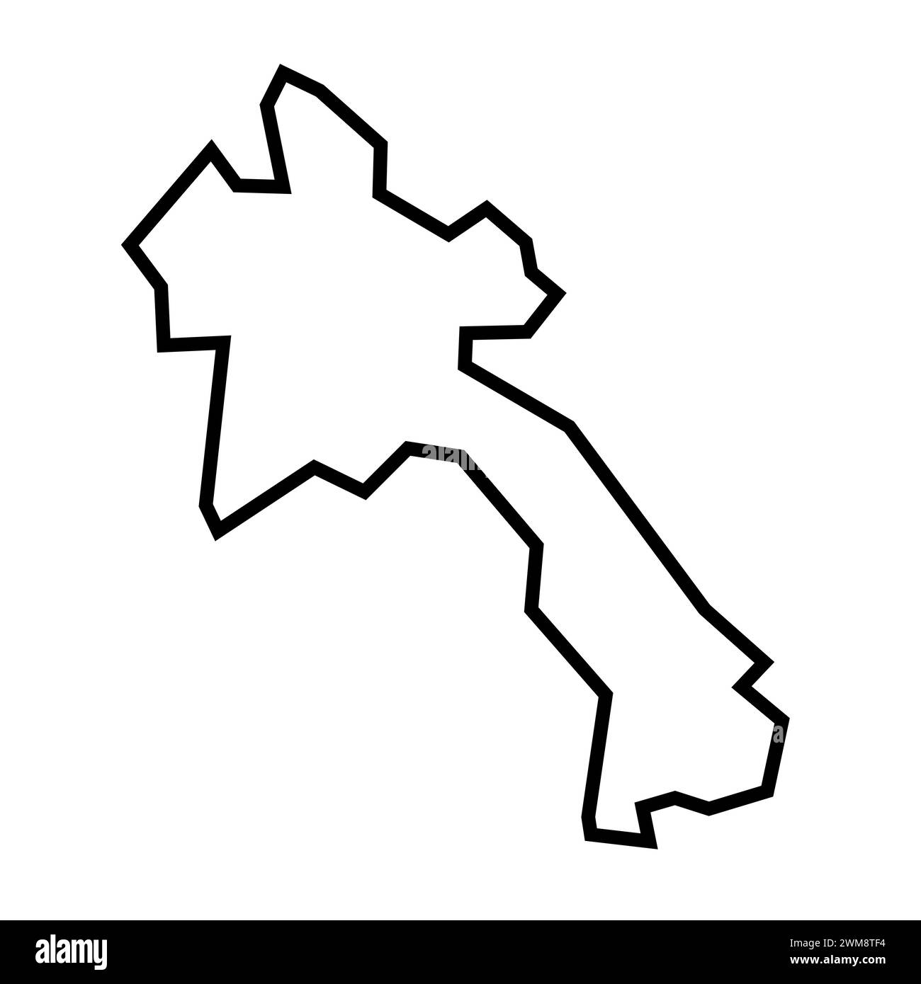 Laos Country Thick Black Outline Silhouette Simplified Map Vector Icon Isolated On White