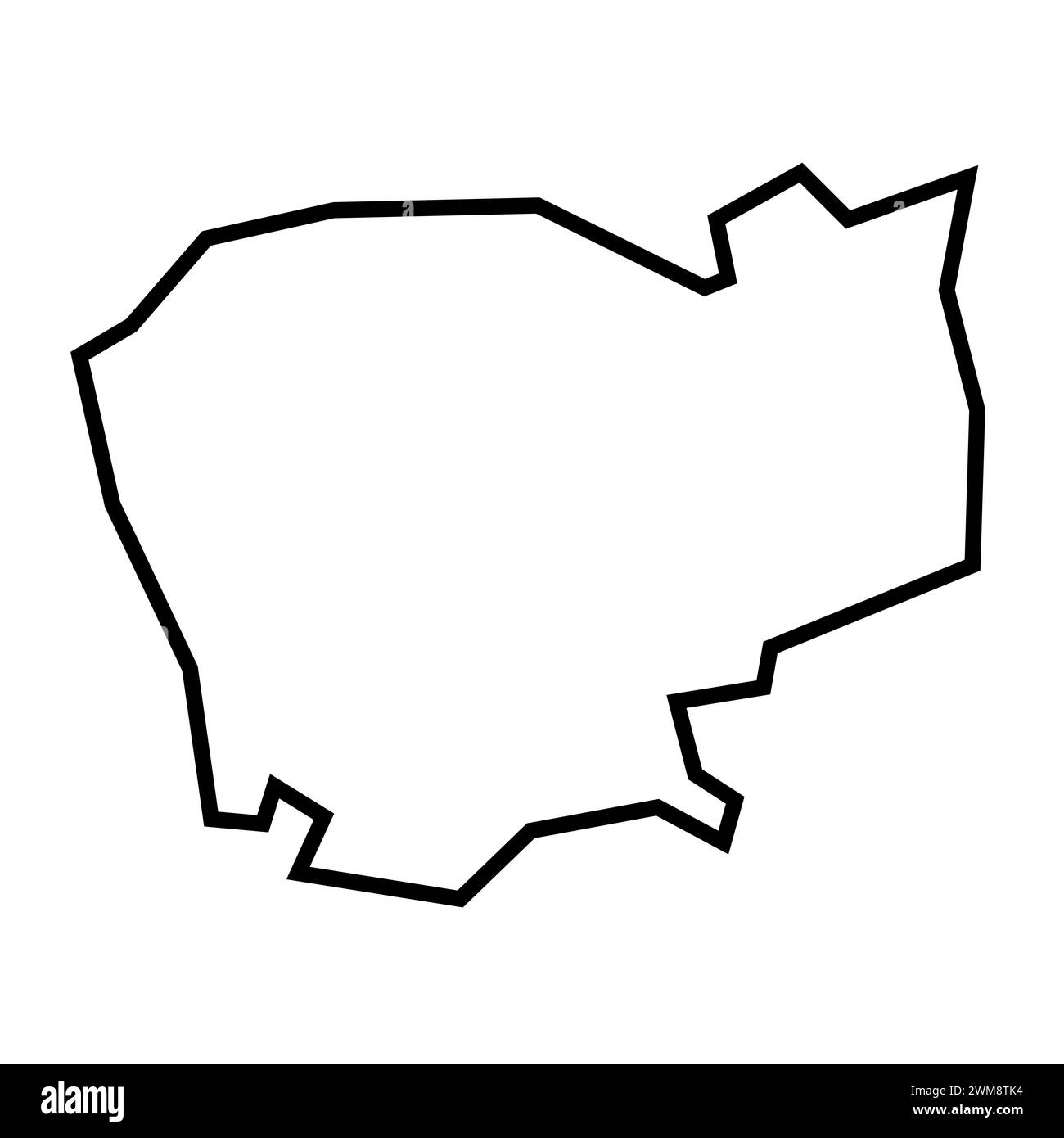 Cambodia country thick black outline silhouette. Simplified map. Vector icon isolated on white ...
