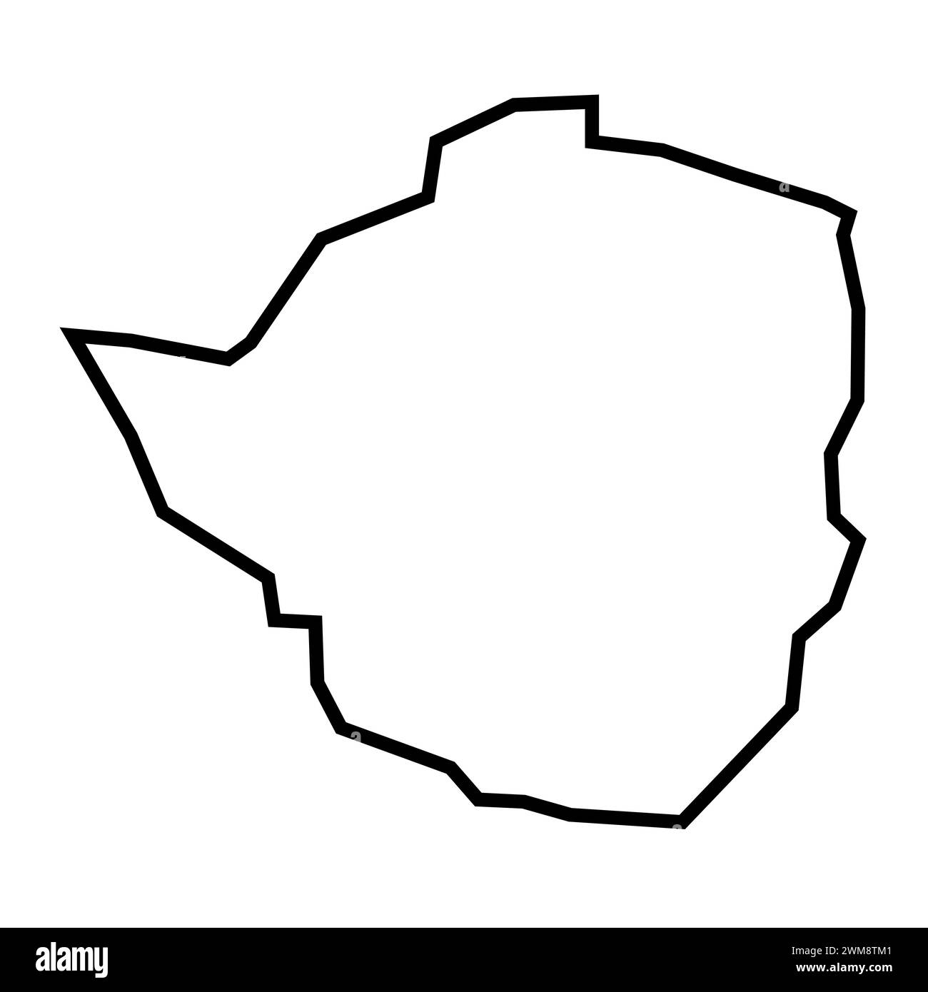 Zimbabwe country thick black outline silhouette. Simplified map. Vector ...