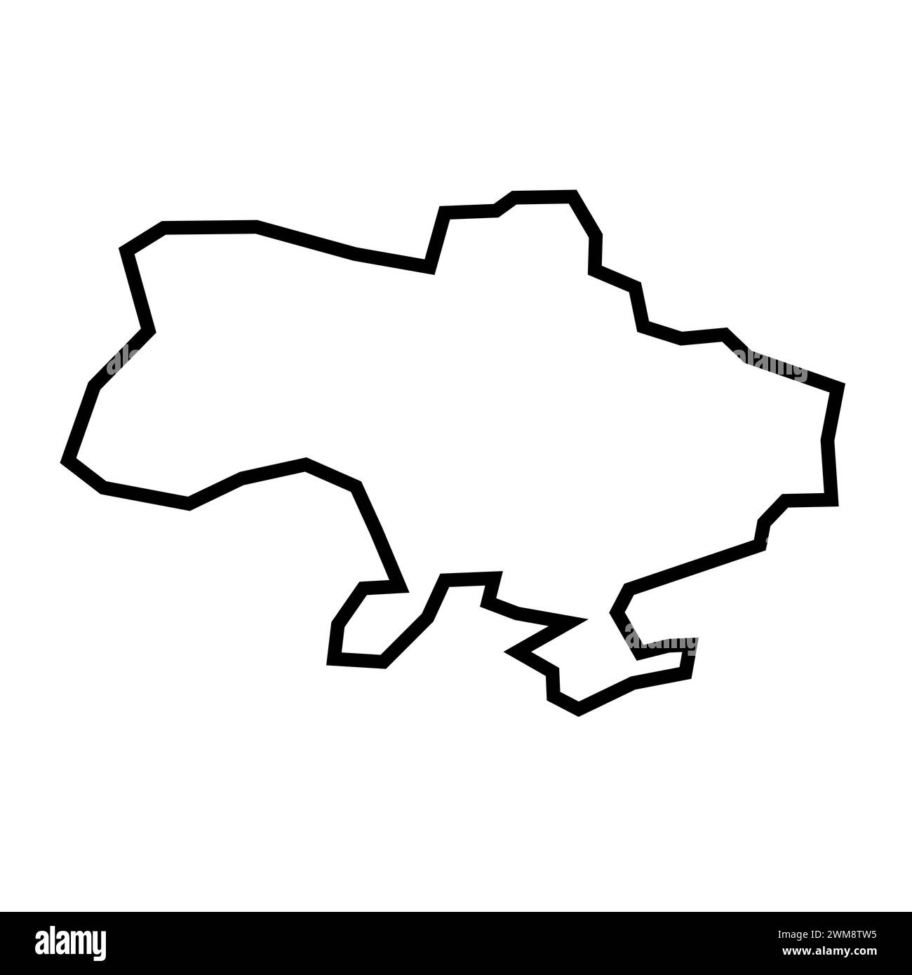 Ukraine country thick black outline silhouette. Simplified map. Vector ...