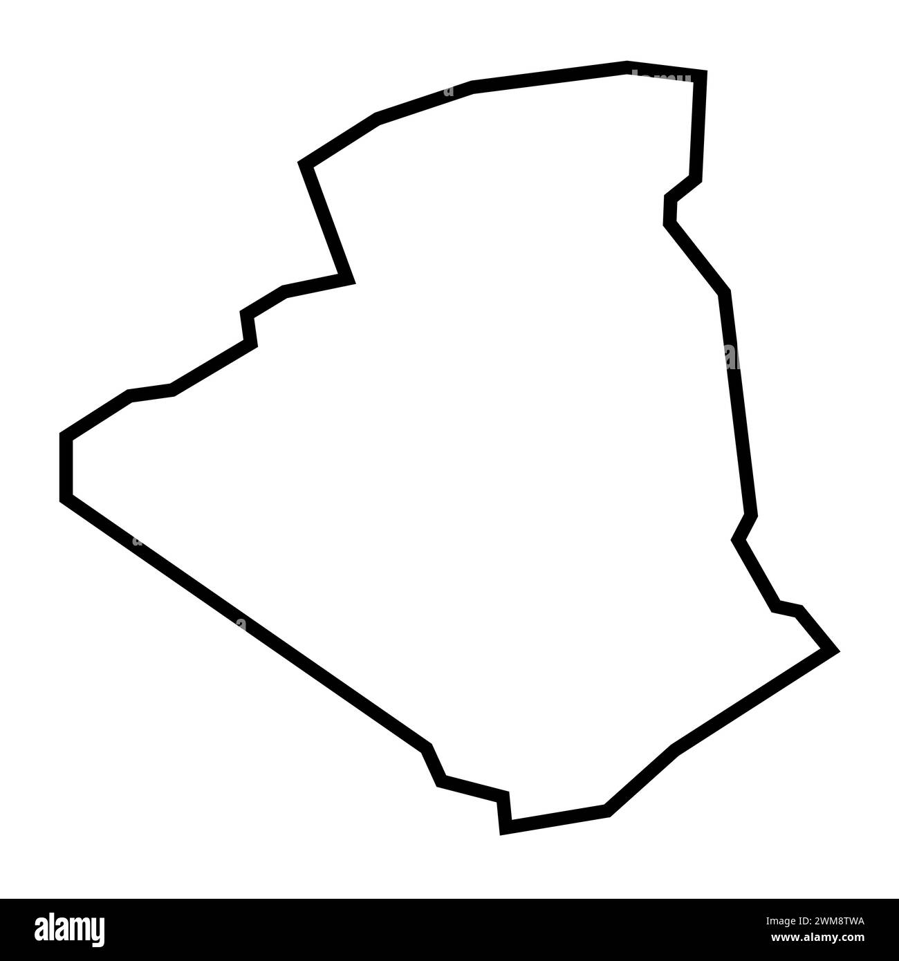 Algeria country thick black outline silhouette. Simplified map. Vector ...