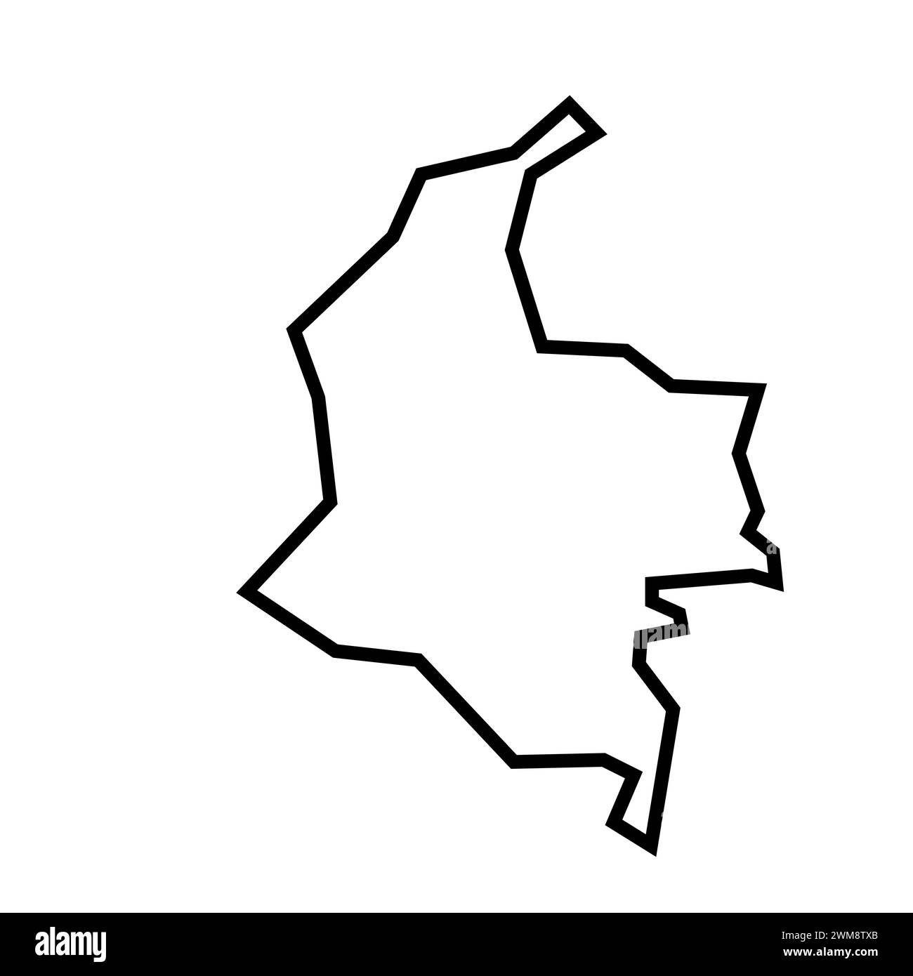 Colombia country thick black outline silhouette. Simplified map. Vector ...