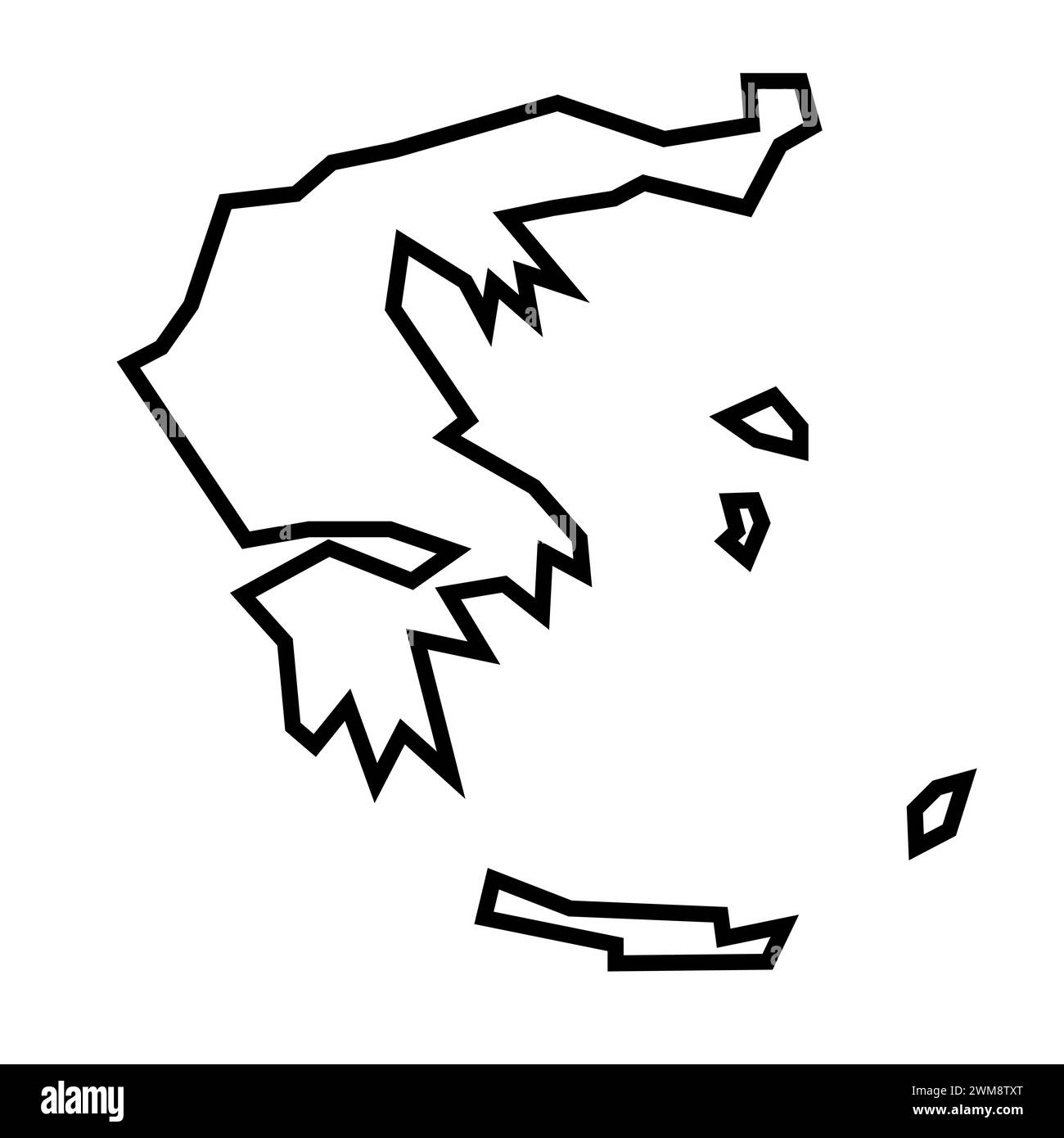 Greece country thick black outline silhouette. Simplified map. Vector ...