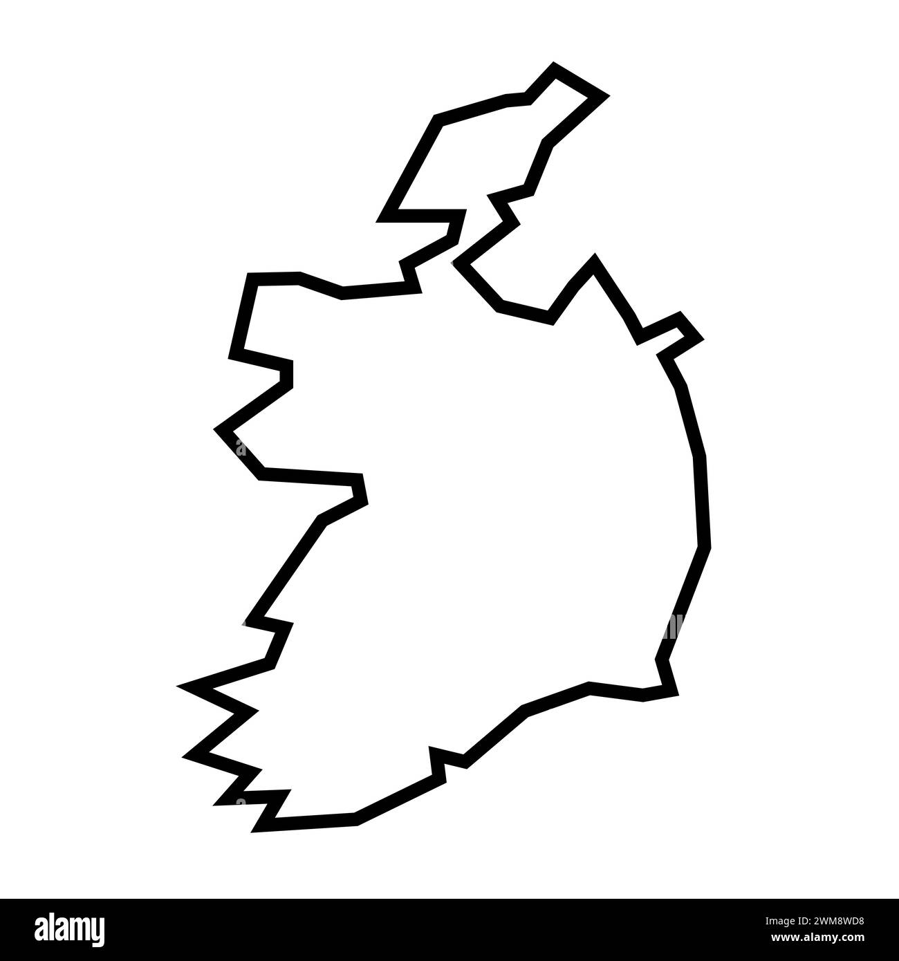 Ireland country thick black outline silhouette. Simplified map. Vector ...