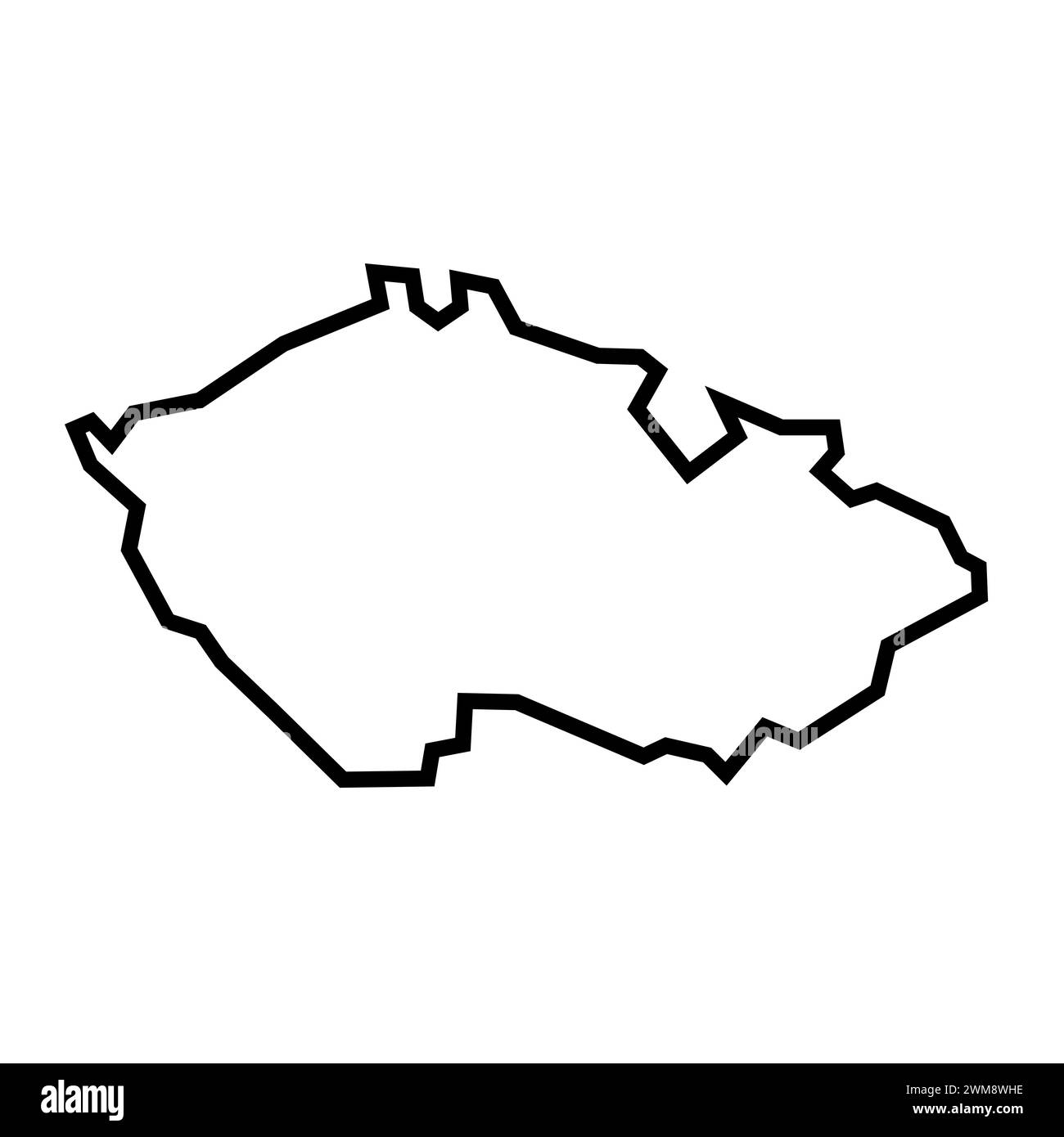 Czech Republic Country Thick Black Outline Silhouette Simplified Map Vector Icon Isolated On