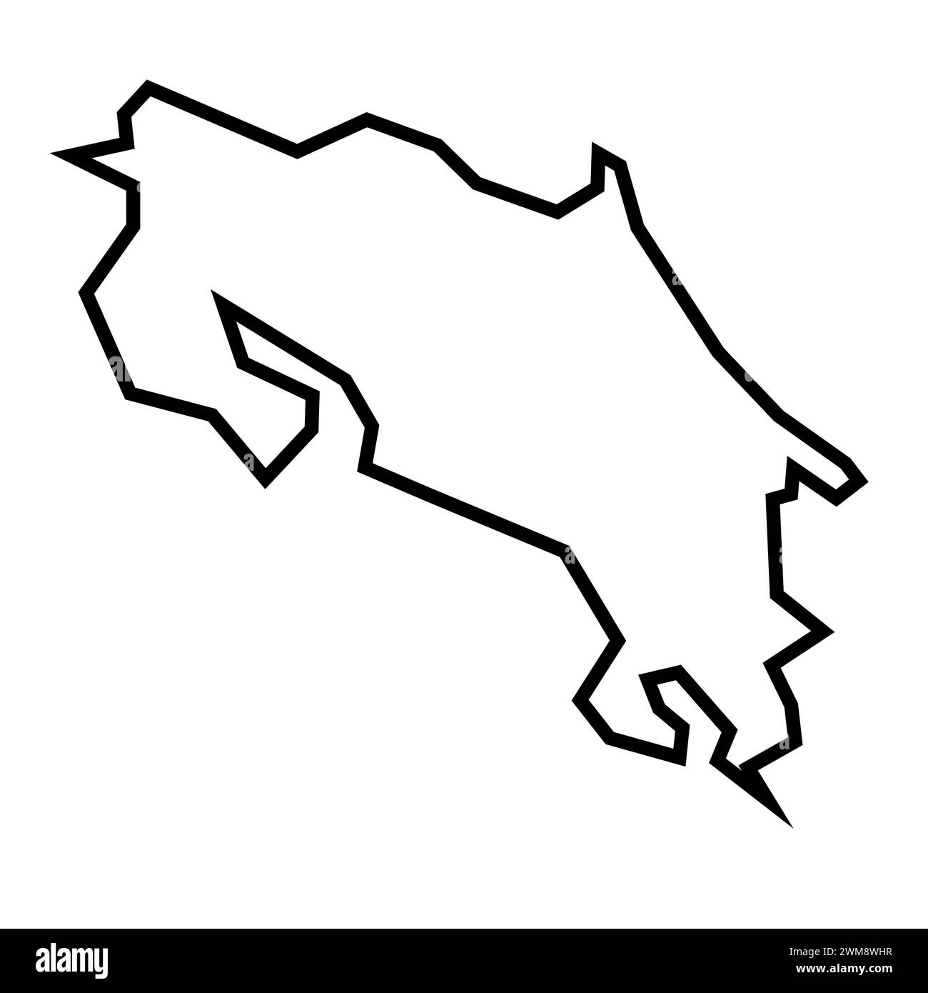 Costa Rica country thick black outline silhouette. Simplified map ...