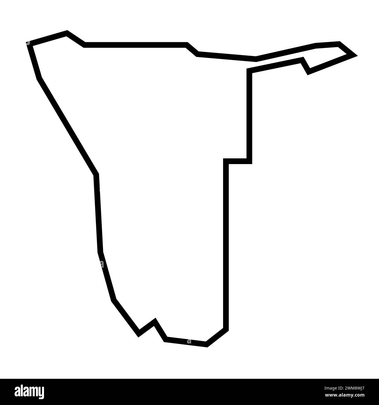 Namibia country thick black outline silhouette. Simplified map. Vector ...