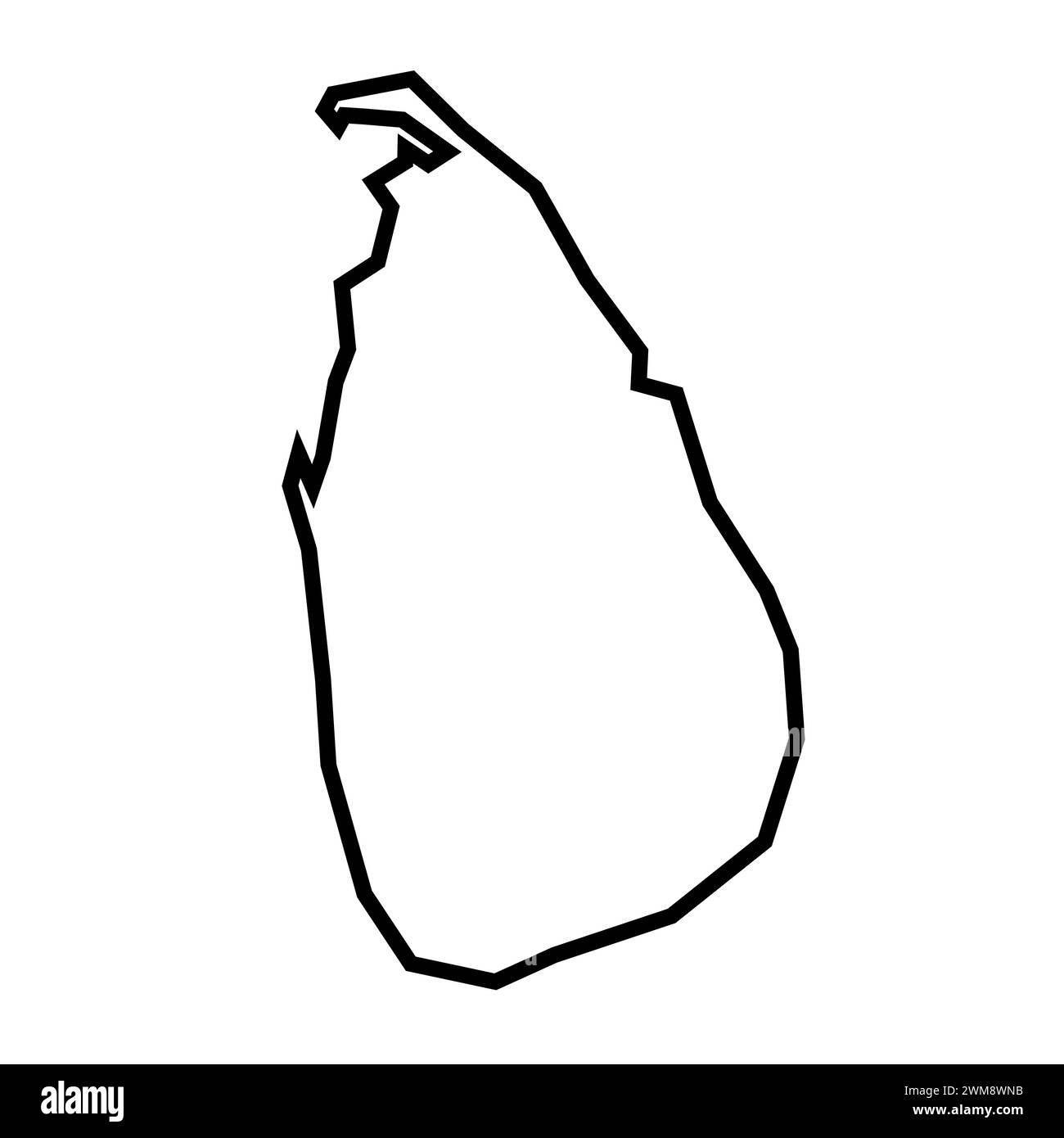 Sri Lanka country thick black outline silhouette. Simplified map ...