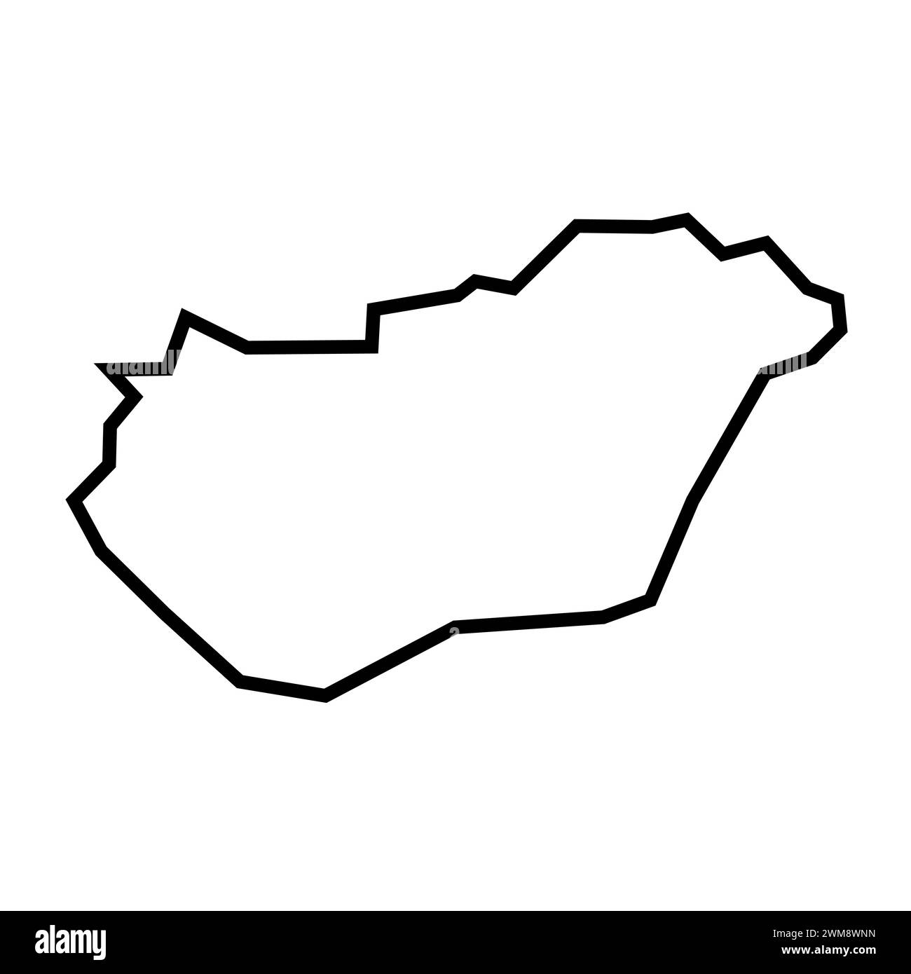 Hungary country thick black outline silhouette. Simplified map. Vector ...