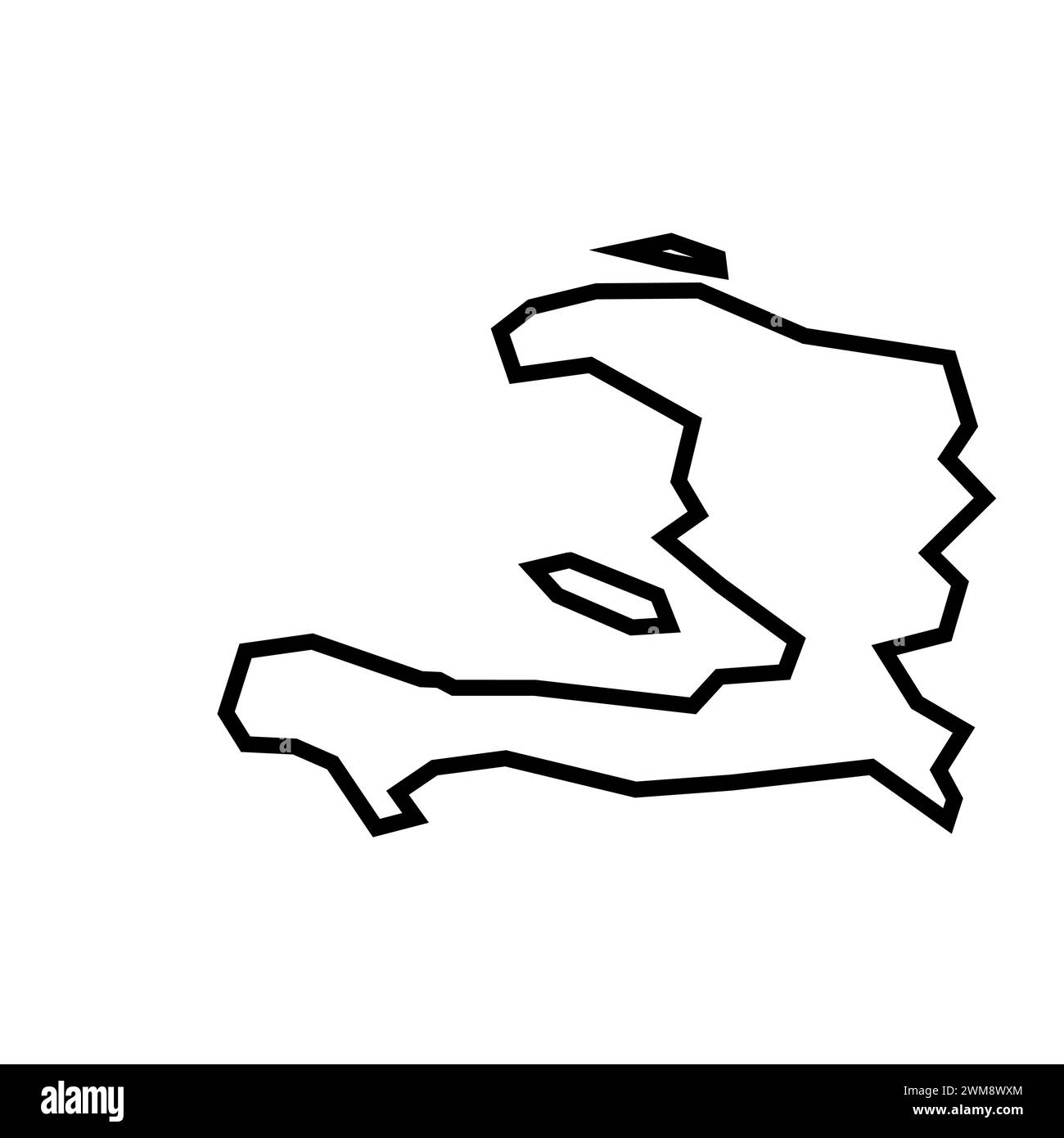 Haiti country thick black outline silhouette. Simplified map. Vector ...