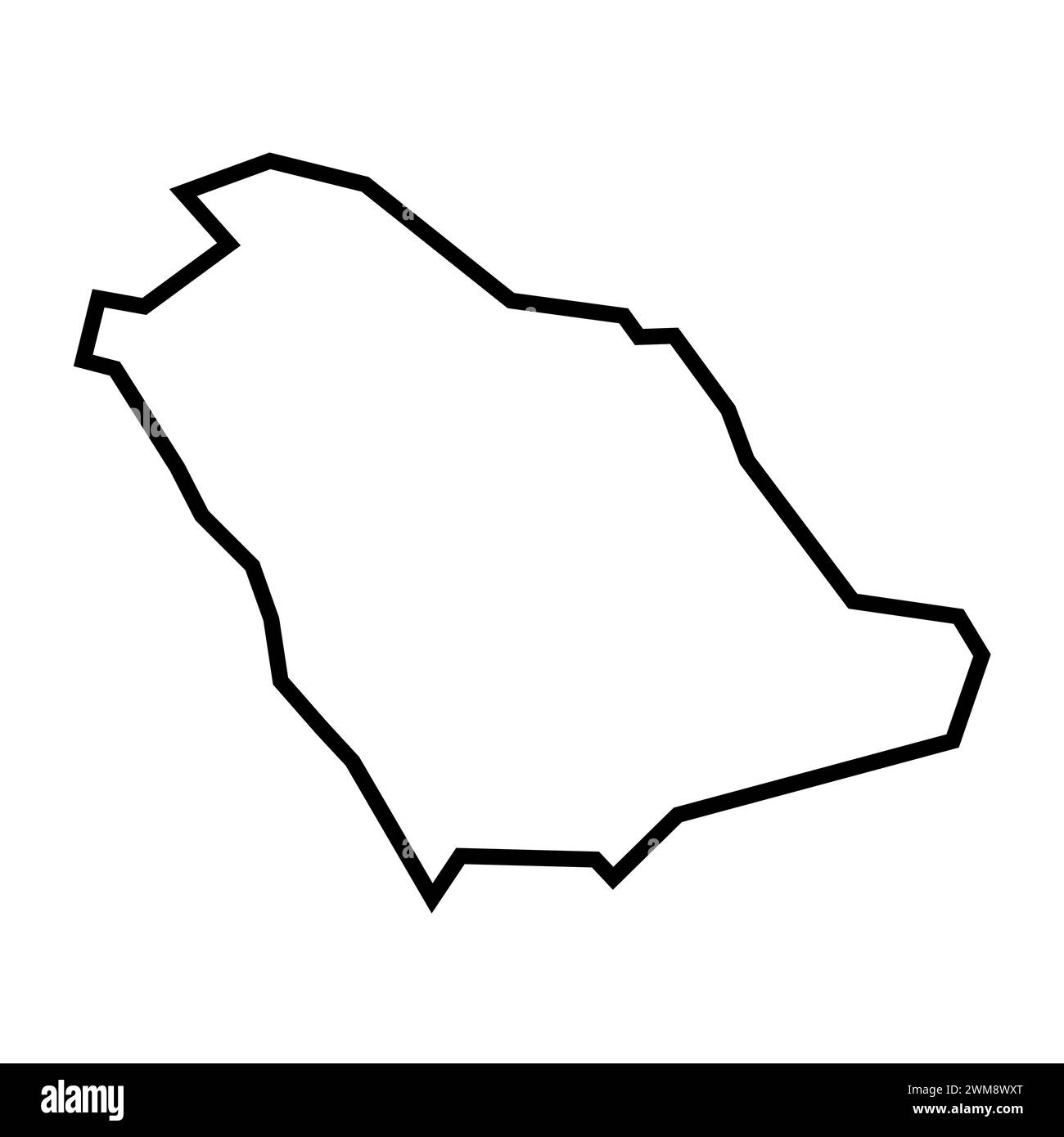 Saudi Arabia country thick black outline silhouette. Simplified map ...