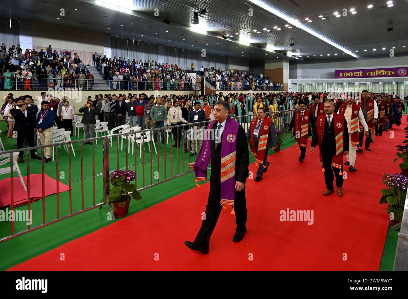 NEW DELHI, INDIA -FEBRUARY 24: Delhi University staff procession during ...