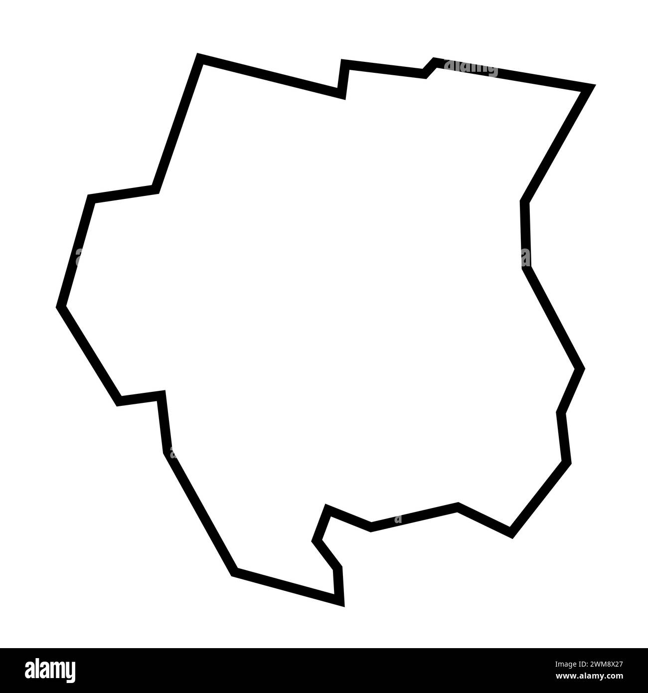 Suriname country thick black outline silhouette. Simplified map. Vector ...