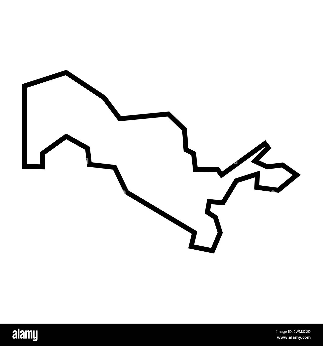 Uzbekistan country thick black outline silhouette. Simplified map ...