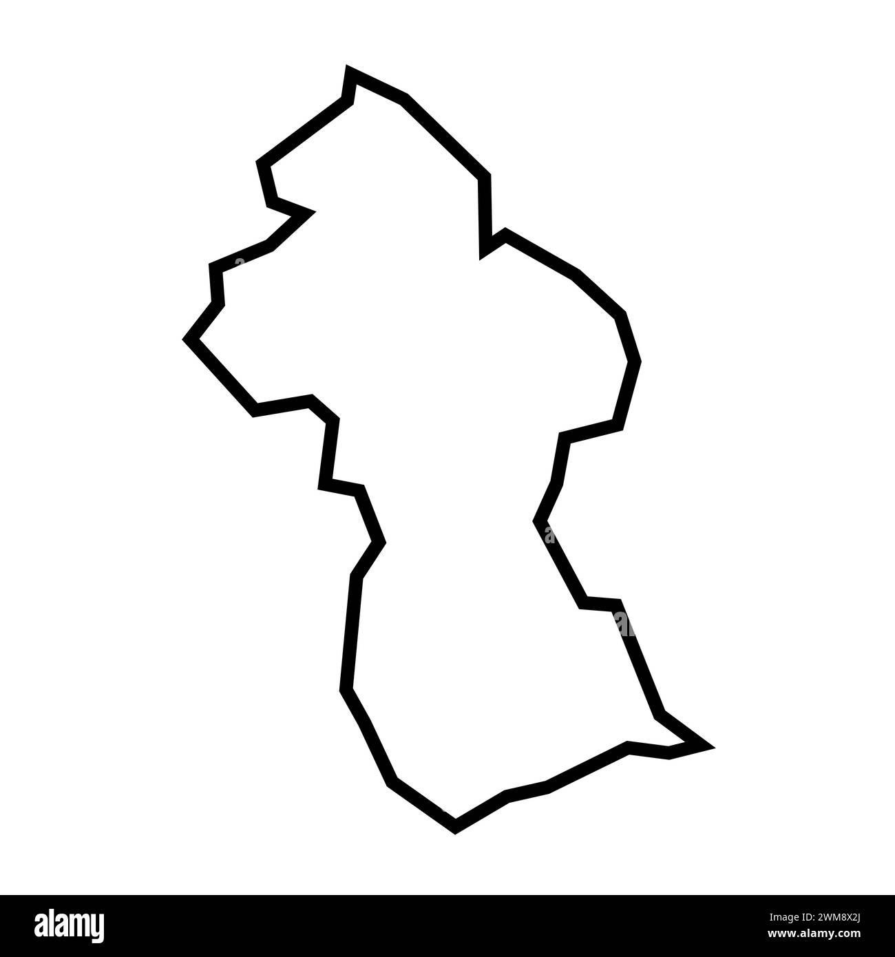 Guyana Country Thick Black Outline Silhouette Simplified Map Vector