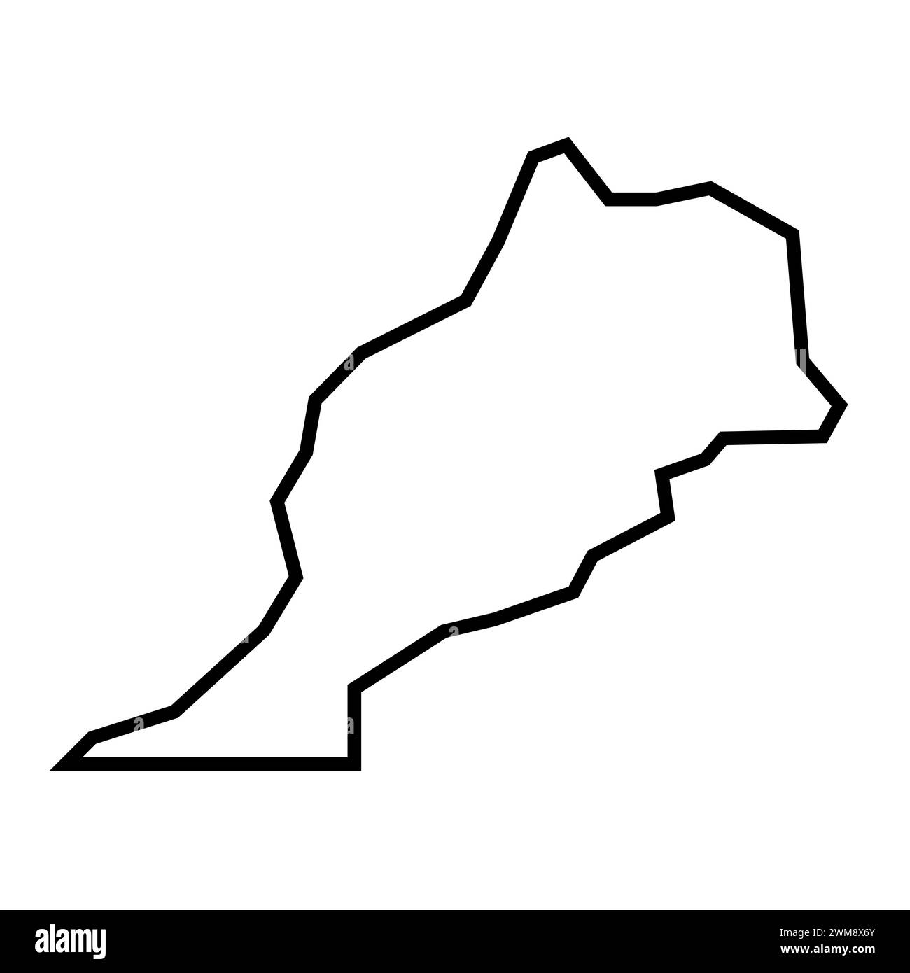 Morocco country thick black outline silhouette. Simplified map. Vector ...