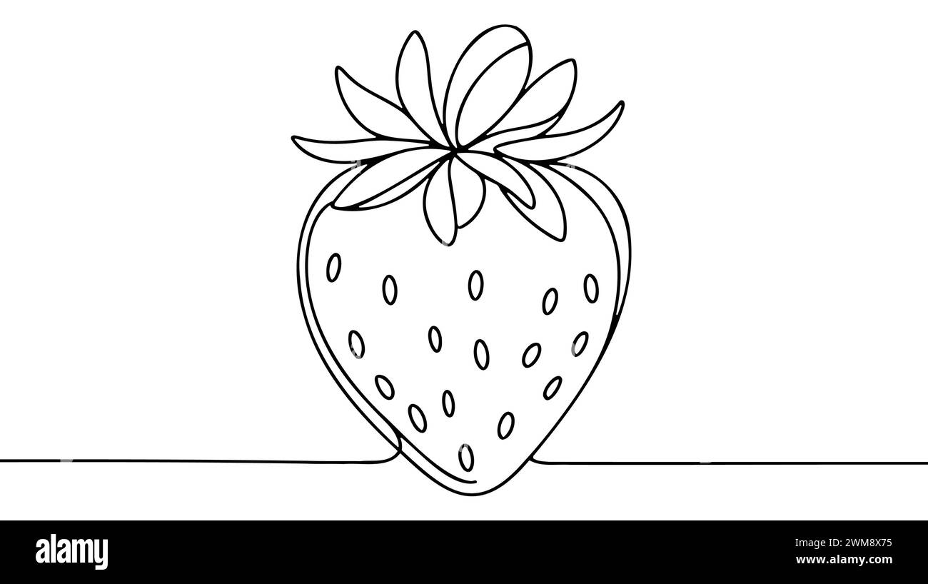 One continuous line drawing of isolated vector object - strawberry ...
