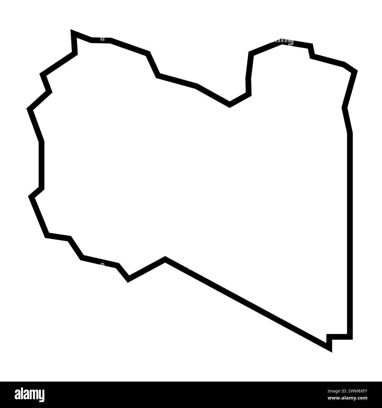 Libya country thick black outline silhouette. Simplified map. Vector ...