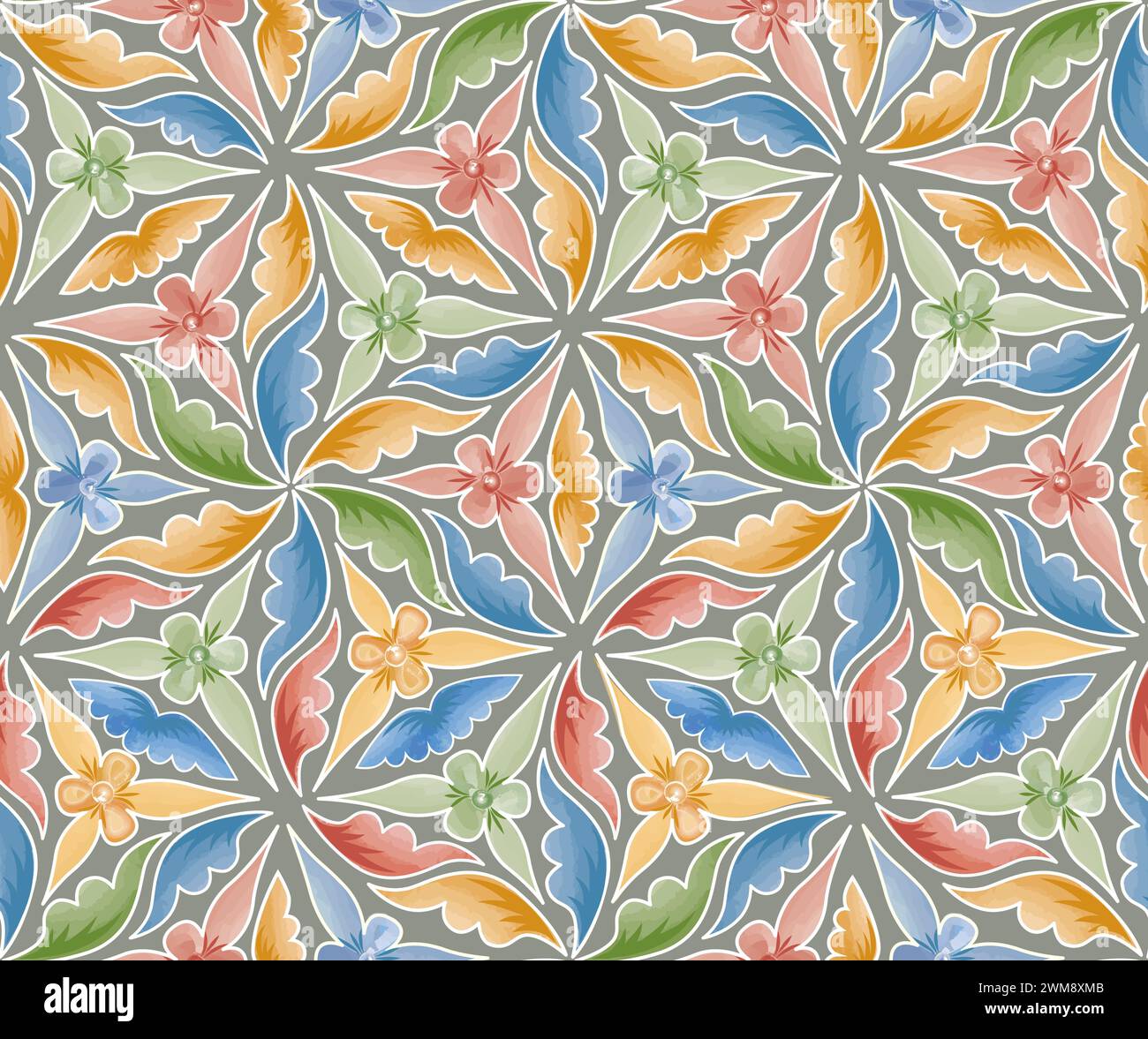 Floral ornamental pattern. Flowers and leaves background in ancient ...