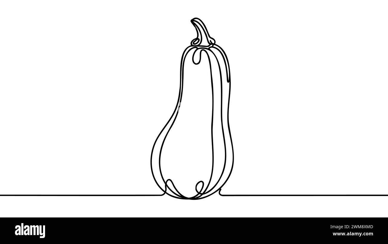 Zucchini continuous line drawing. One line art of squash, vegetable ...
