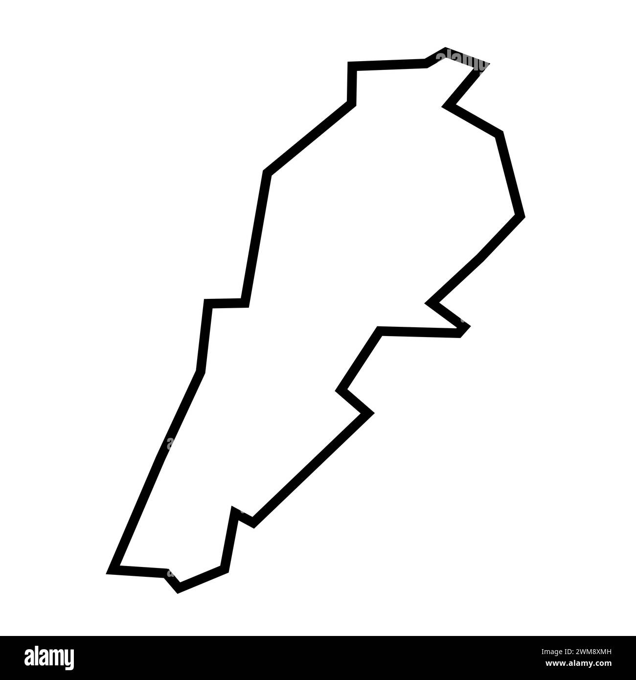 Lebanon country thick black outline silhouette. Simplified map. Vector ...