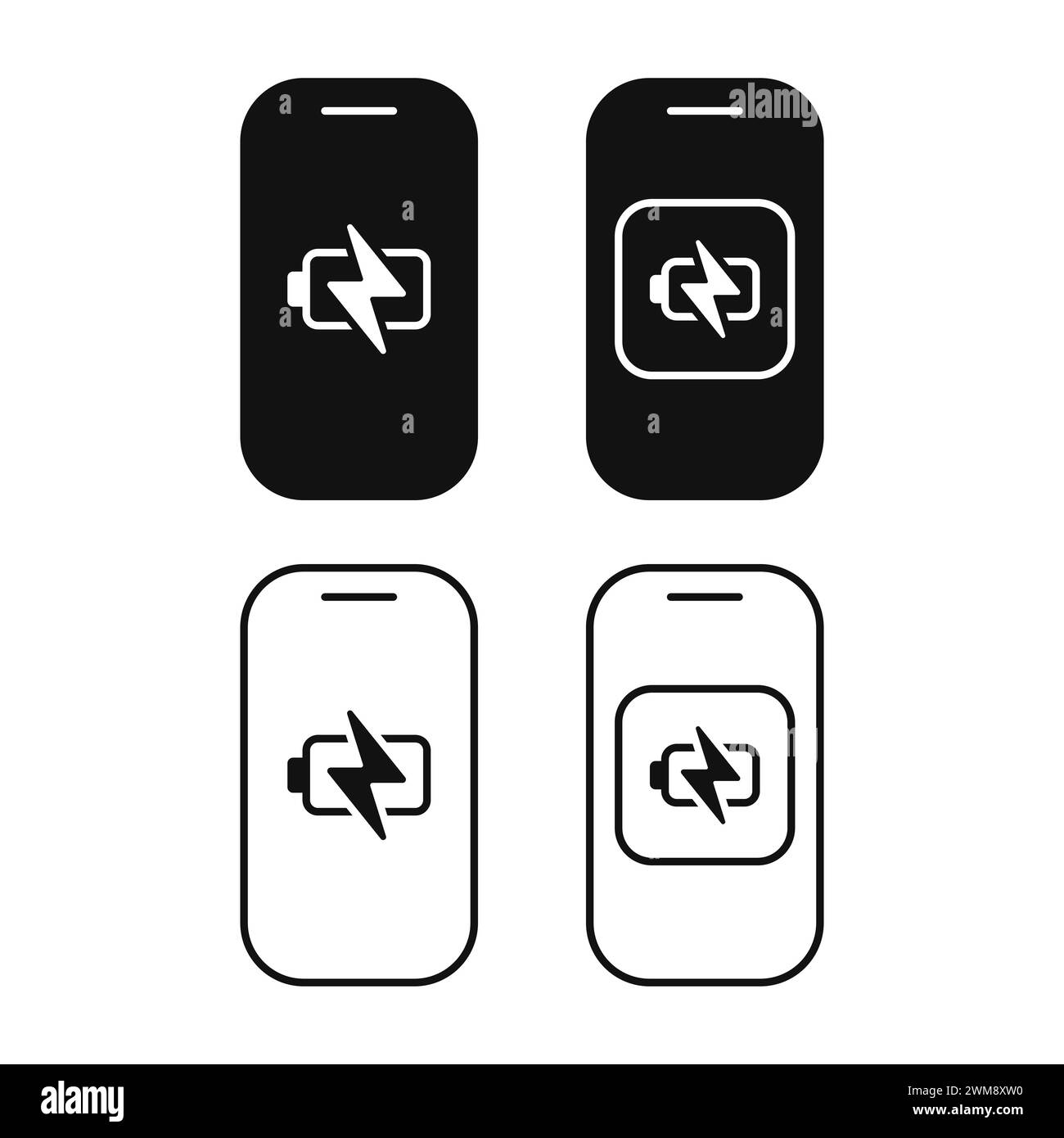 smartphone charging battery accumulator simple line shape icon vector flat illustration Stock ...