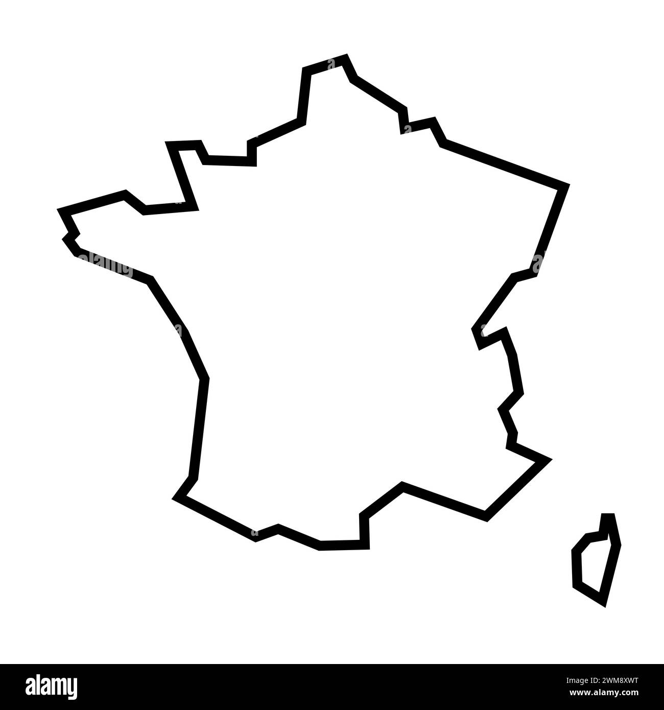 France country thick black outline silhouette. Simplified map. Vector ...