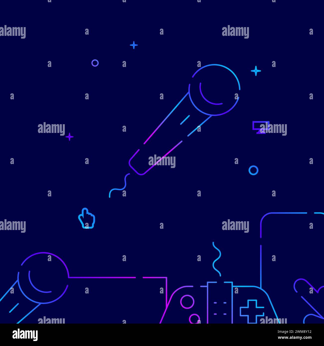 Microphone, karaoke gradient line vector icon, simple illustration on a ...