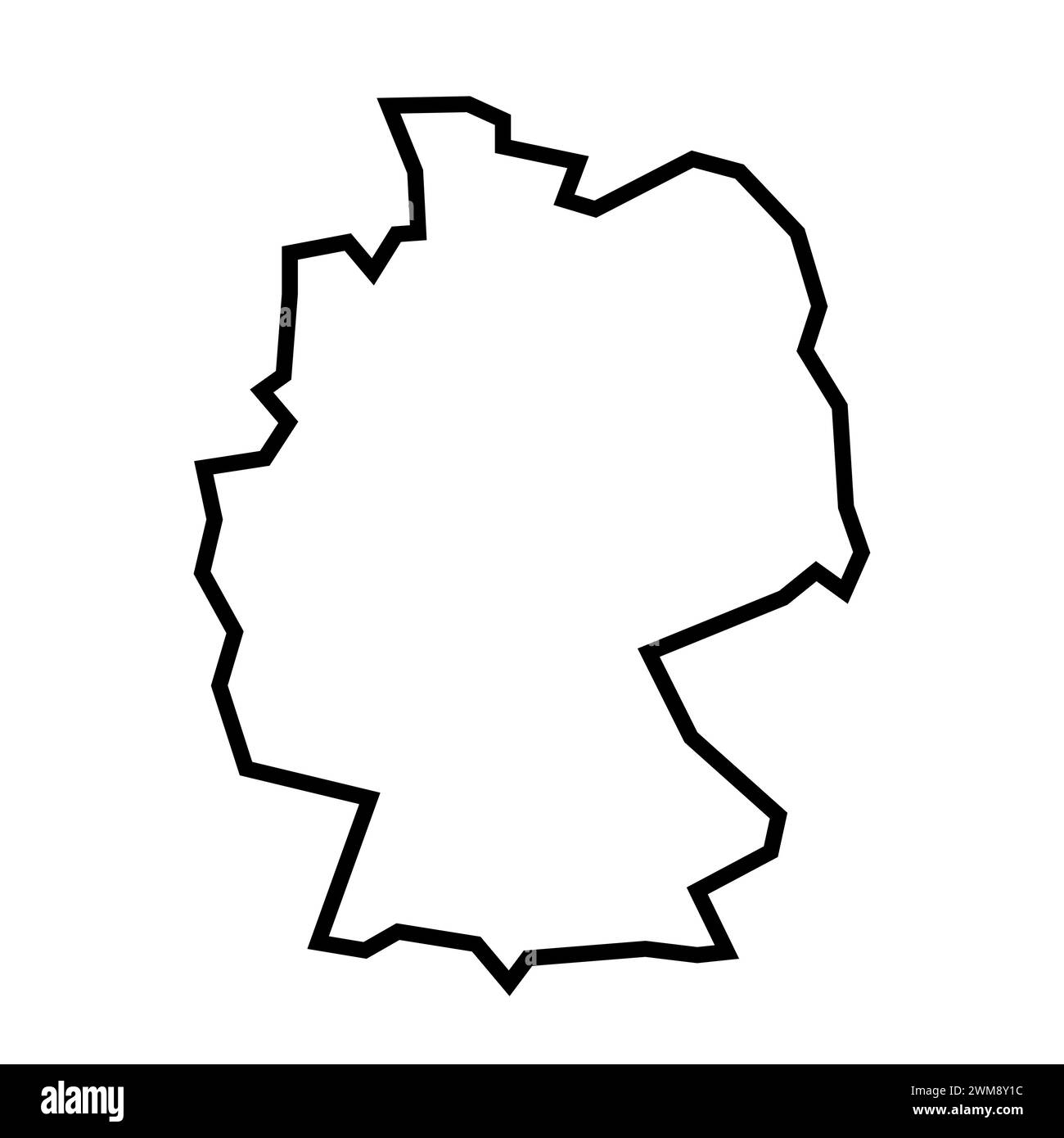 Germany country thick black outline silhouette. Simplified map. Vector ...