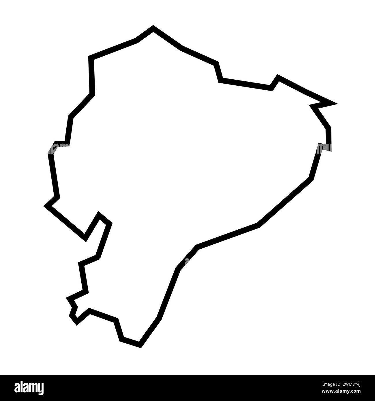 Ecuador country thick black outline silhouette. Simplified map. Vector ...