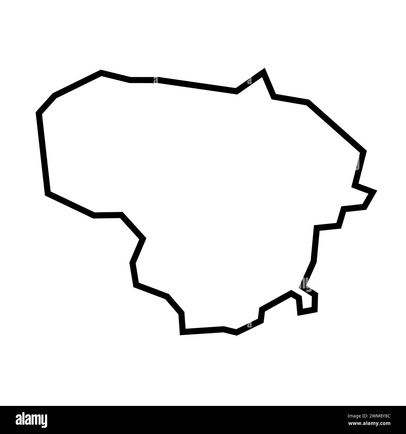 Lithuania country thick black outline silhouette. Simplified map ...
