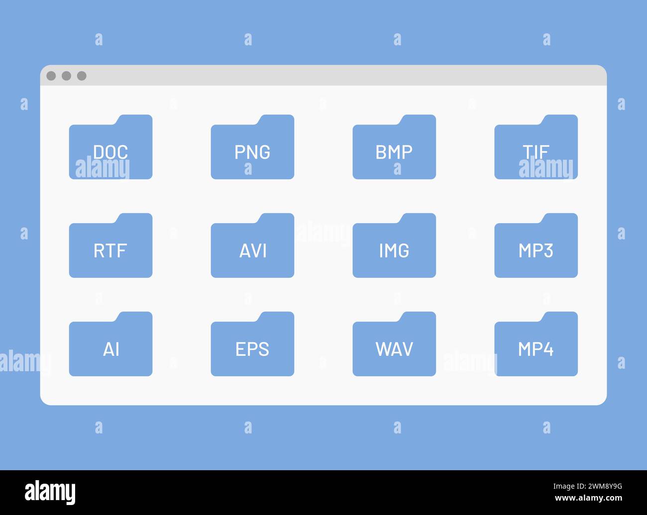 Desktop Interface Window With Folders File Format Document Shape Icon Isolated Simple Ui Vector