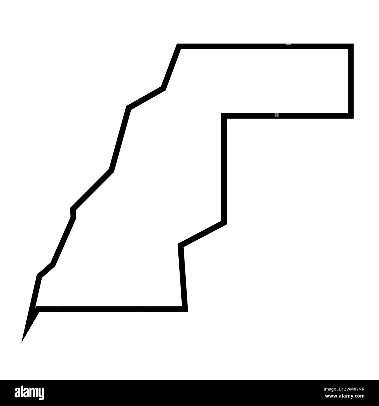 Western Sahara country thick black outline silhouette. Simplified map ...