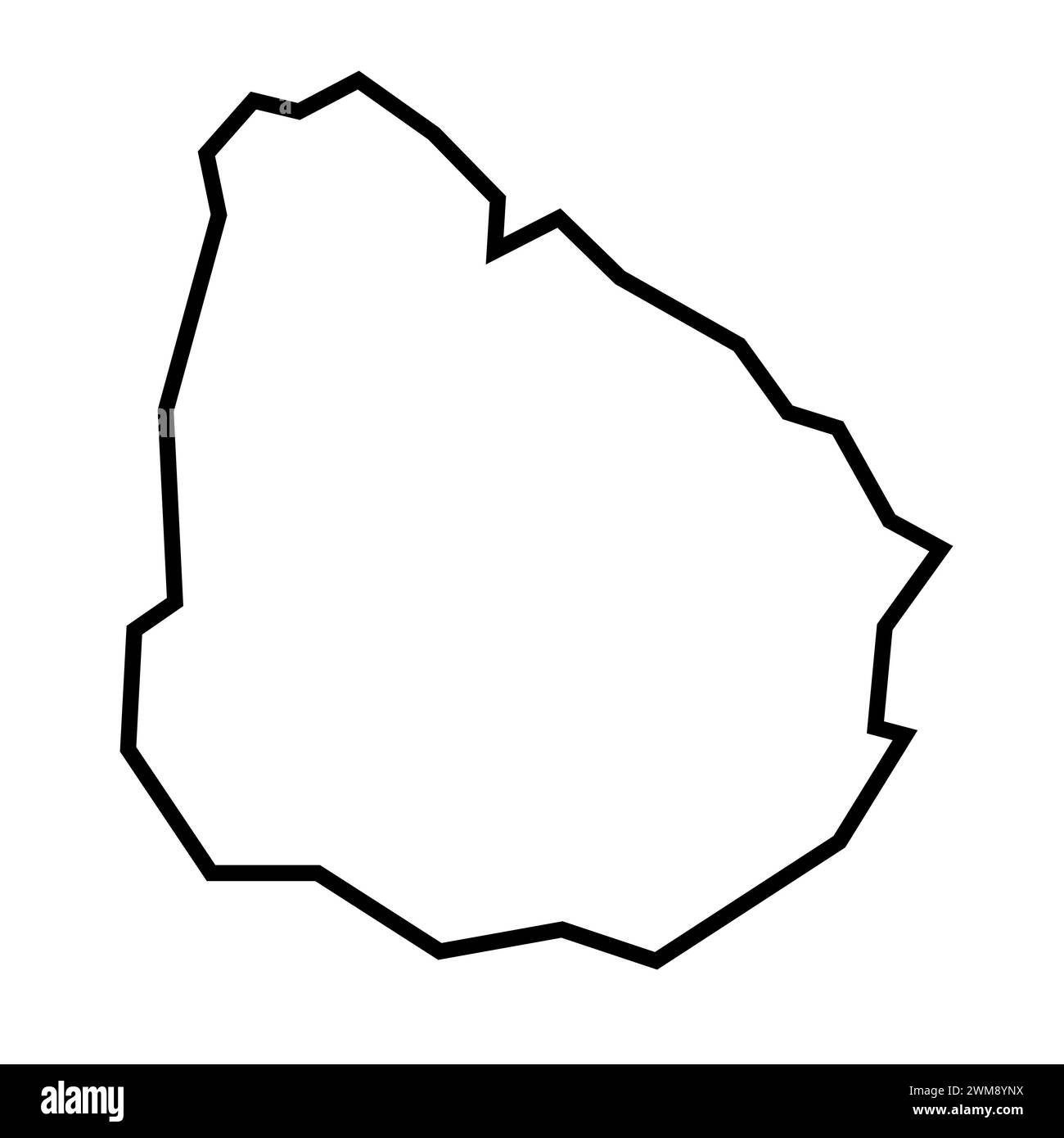 Uruguay country thick black outline silhouette. Simplified map. Vector ...
