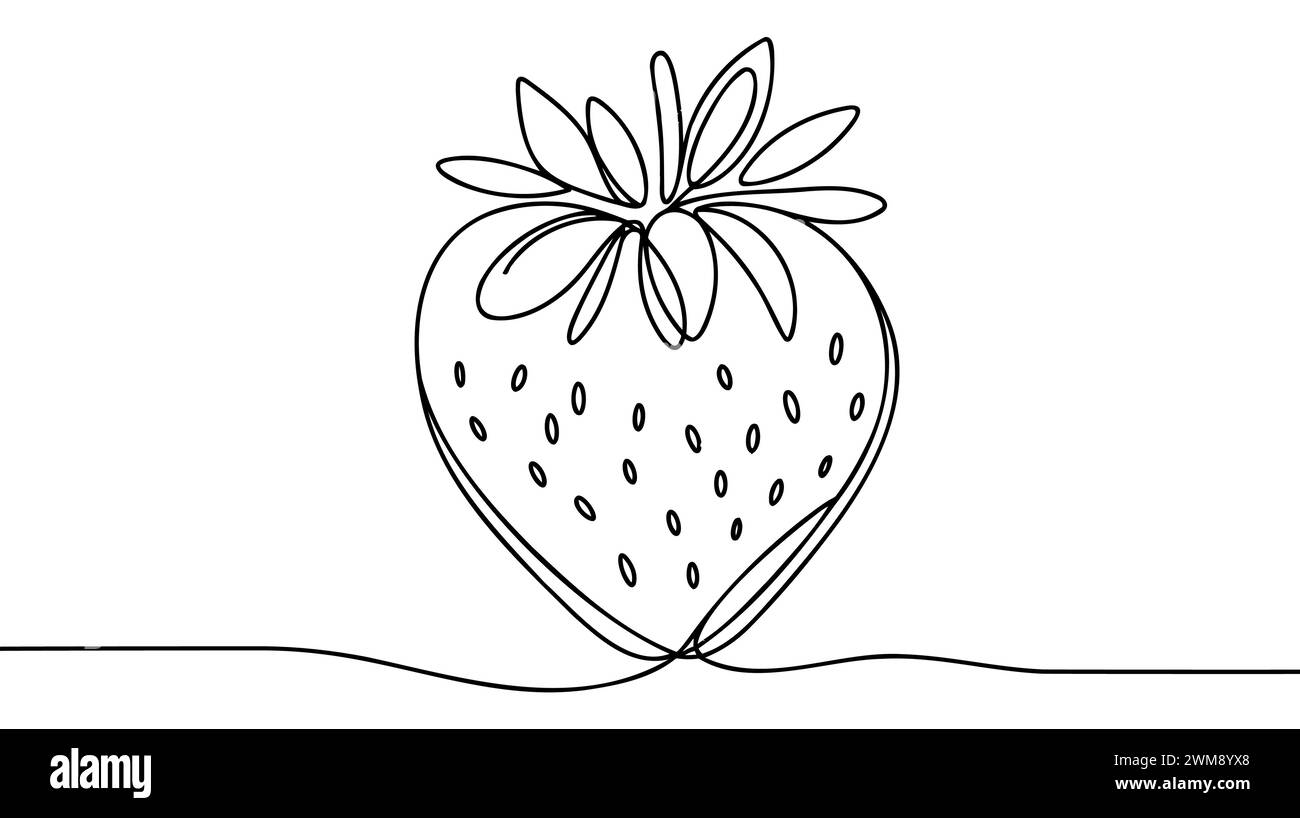 One continuous line drawing of isolated vector object - strawberry ...